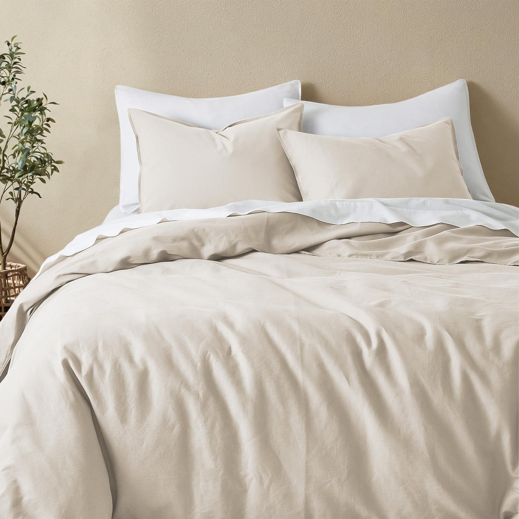 Linen Cotton Blend Duvet Cover Set with Pillowcases – Puredown